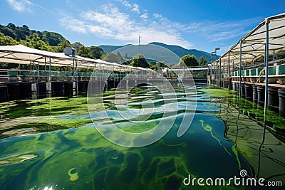 Algae-based Bio-filtration System In Aquaculture Pond Stock Image ...