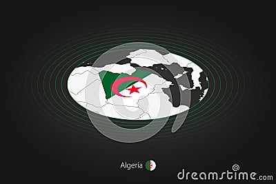 Algeria Map In Dark Color, Oval Map With Neighboring Countries Vector ...