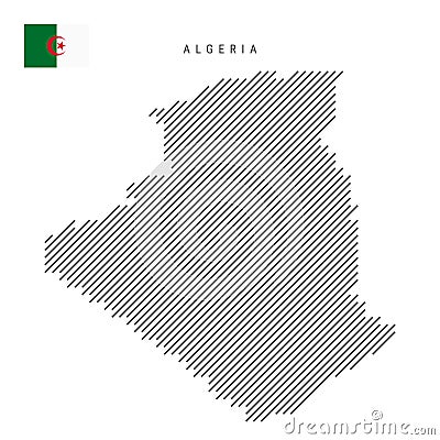 Algeria Map From Pattern Of Black Slanted Parallel Lines. Flat Vector ...