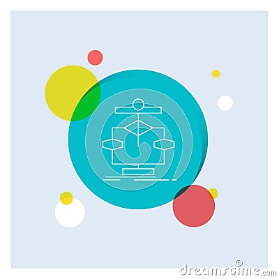Algorithm, Chart, Data, Diagram, Flow White Line Icon Colorful Circle Background Cartoon Vector ...