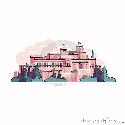 Alhambra Hand-drawn Comic Illustration. Alhambra. Vector Doodle Style ...