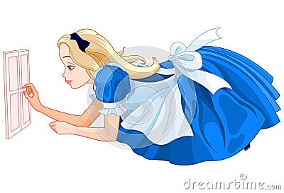 Alice Close To Small Door Vector Illustration | CartoonDealer.com #57890094