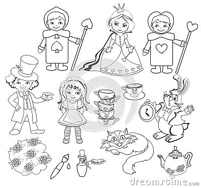 Alice In Wonderland. Coloring.Vector Illustration. Stock Vector - Image ...