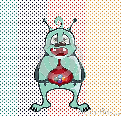 Alien Ate Candies Cartoon Vector | CartoonDealer.com #49280679