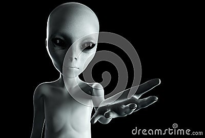 Alien Hand Reaching Out. UFO Futuristic Concept. Isolate. 3d Rendering ...