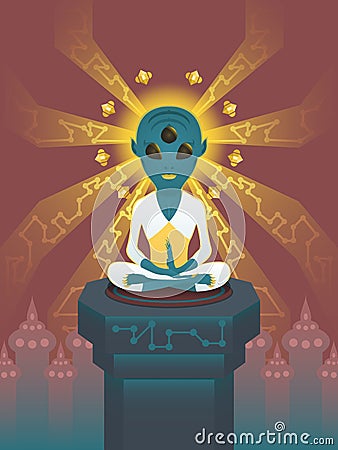 Alien Meditation Stock Vector - Image: 55383679