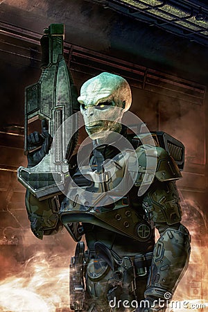 Alien Soldier With Armor Stock Illustration - Image: 68751332