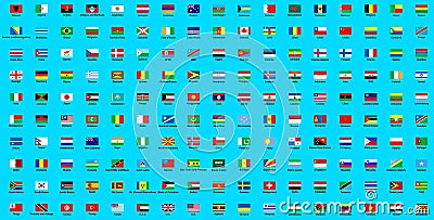 All World Flags With Signatures Vector Set Of Rectangular Icons. Flags ...