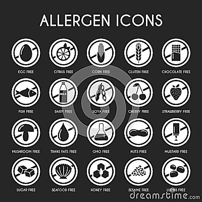 Allergen Icons Set Vector Illustration | CartoonDealer.com #99208092