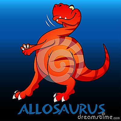 Allosaurus Cute Character Dinosaurs Illustration Cartoon Vector ...