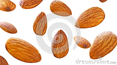 Almonds Falling Down on White Background. Slow Motion CG Animation ...