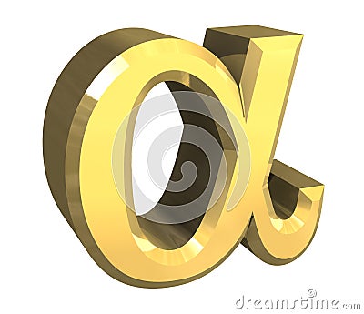 Alpha Symbol In Gold (3d) Stock Photos - Image: 3787263