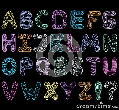 Alphabet On Black Background. Vector Illustration | CartoonDealer.com ...