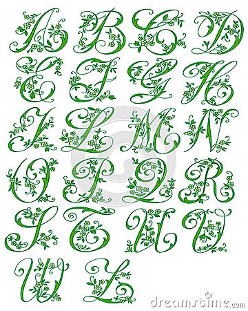 Alphabet Cursive Floral Stock Photography - Image: 14154662