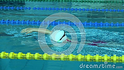 Amateur Swimmer Practicing in Water Swimming Pool. Stock Video - Video ...