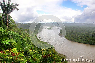 Amazon Rainforest Horizon With River On A Rainy Day Stock Photography ...