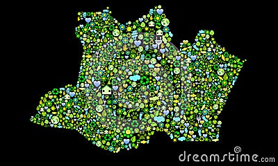 Amazonia Map Made With Ecological Symbols Stock Photo | CartoonDealer ...