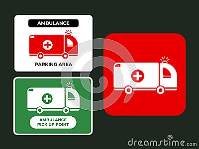Ambulance Signages Vector Illustration Icon Bundle | CartoonDealer.com ...