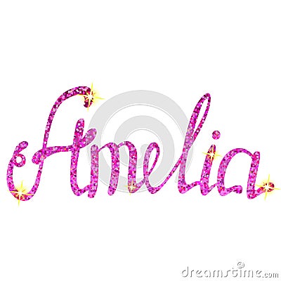 Amelia Name Lettering Tinsels Cartoon Vector | CartoonDealer.com #114602111