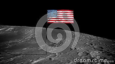 American Flag on the Moon. Space View Stock Footage - Video of planet ...