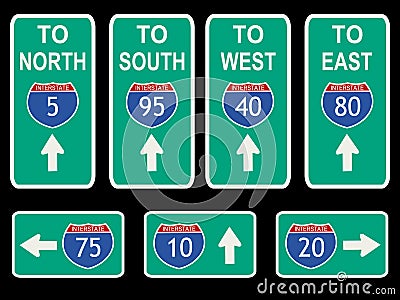 American Interstate Signs Royalty-Free Cartoon | CartoonDealer.com #2401694