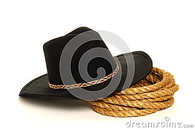 American West Rodeo Cowboy Hat And Ranching Rope Stock Photos - Image ...