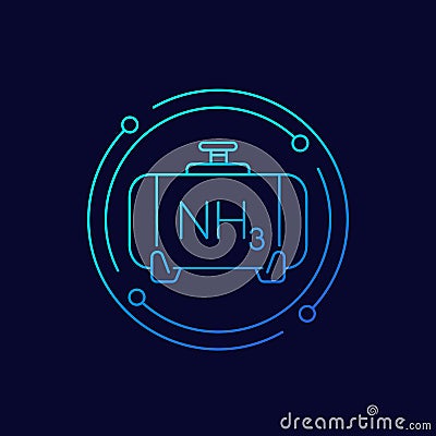 Ammonia, NH3 Gas Tank Line Vector Icon | CartoonDealer.com #251052222