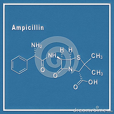 Ampicillin, Antibiotic Drug, Structural Chemical Formula Stock ...