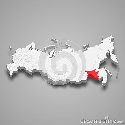 Amur Region Location Within Russia 3d Map Vector Illustration ...