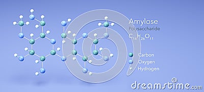 Amylose, Polysaccharide. Molecular Structures, 3d Rendering, Structural ...