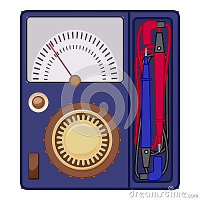 Analog Voltmeter Measuring Voltage With Dial And Probes Vector ...