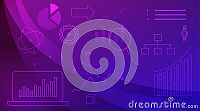 Analytical Background, Infographic Elements On Purple Background Cartoon Vector | CartoonDealer ...