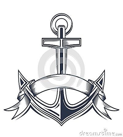 Anchor With Ribbons Royalty Free Stock Image - Image: 21198256