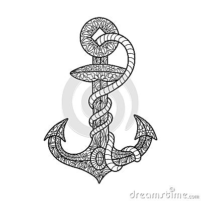 Anchor And Rope Coloring Book For Adults Vector Stock Vector - Image ...