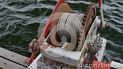 Anchor Windlass Mechanism with Chain on Ship Deck Stock Footage - Video ...