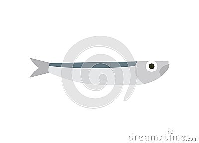 Anchovy Isolated. Small Fish On White Background Cartoon Vector ...
