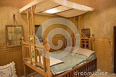 Ancient Arabian Wooden Bed In The Arabic Hut Royalty-Free Stock ...