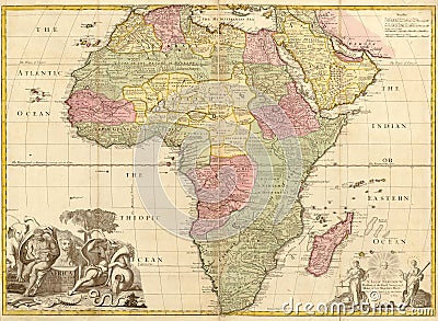 Ancient Map Of Africa Stock Image | CartoonDealer.com #22808275