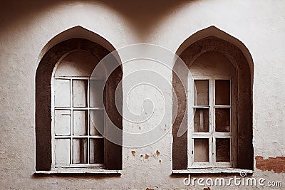 Ancient Panoramic Arch Window Exterior Classic Gothic Architecture. Old ...