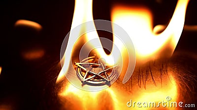 Ancient Pentagram Burning at Altar Stock Footage - Video of harmony ...
