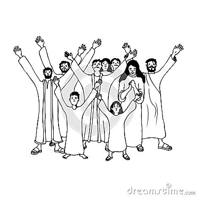 Ancient People Praying And Praising Royalty-Free Cartoon ...