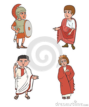Ancient Roman Cartoon Characters Set Vector Illustration ...