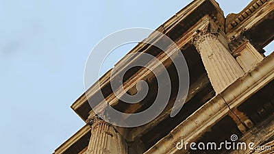 Ancient Roman Style Construction with Tall Column Pillars Crowned with ...