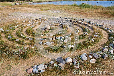 Ancient Sami Stone Labyrinth On Solovetsky Island Stock Image - Image ...