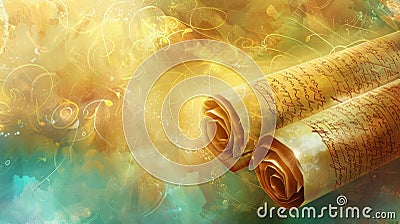 Ancient Scrolls Of Sacred Knowledge Illuminated Royalty-Free Stock ...