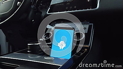 Android Robot Logo Icon on the Smart Phone Screen during Update ...