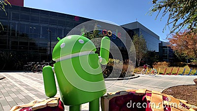 Android Statue in Googleplex Headquarters Main Office Stock Video ...