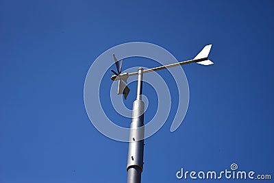 Anemometer Wind Speed Indicator Measuring Device Under Blue Sky And ...
