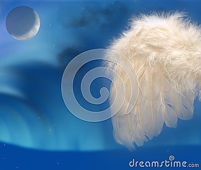 Angels Wing With Moon And Northern Lights Stock Photo - Image: 1884760