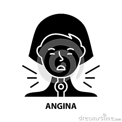 Angina Icon, Black Vector Sign With Editable Strokes, Concept ...